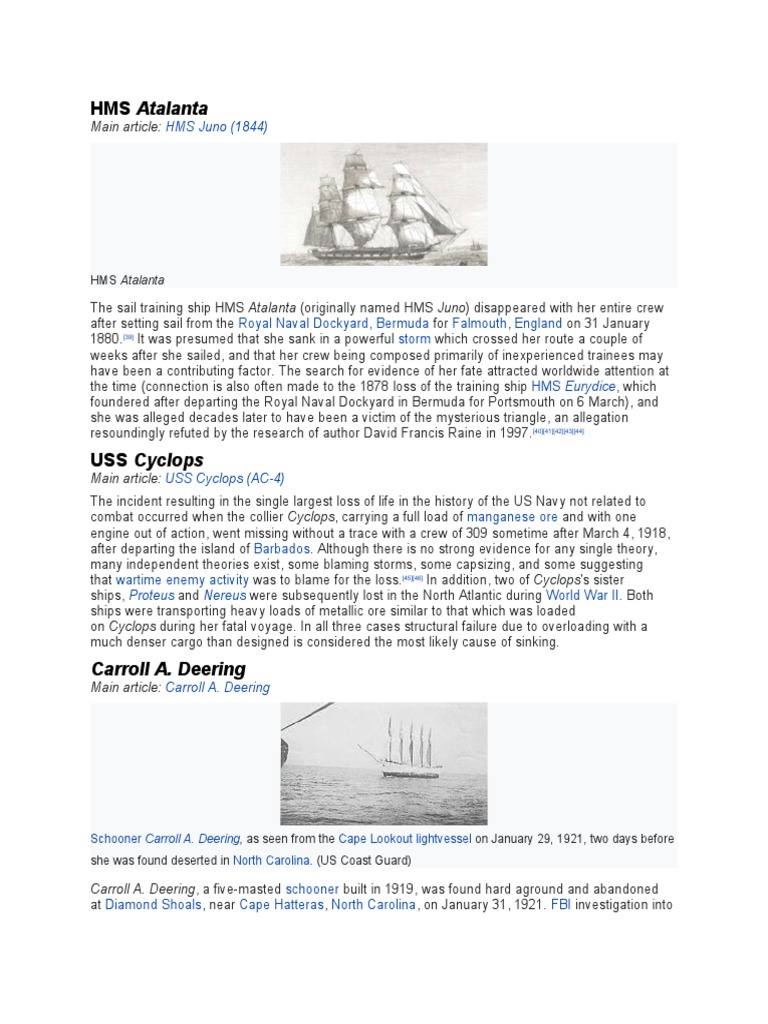 HMS Atalanta and other mysterious disappearances | PDF | Water ...