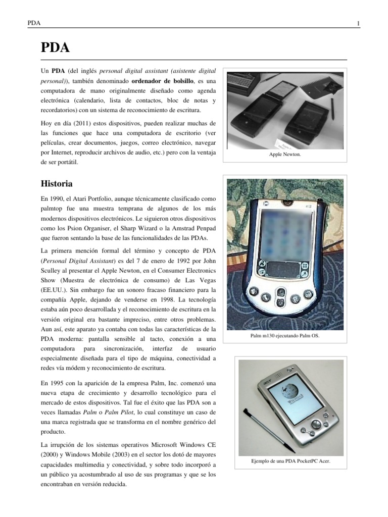 PDA | PDF | Asistente personal digital | Computación personal
