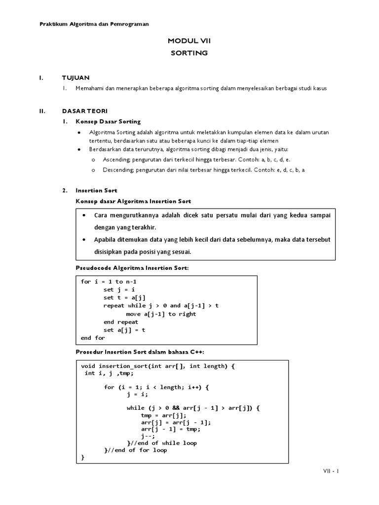 MENGURUTKAN DATA DENGAN ALGORITMA SORTING | PDF