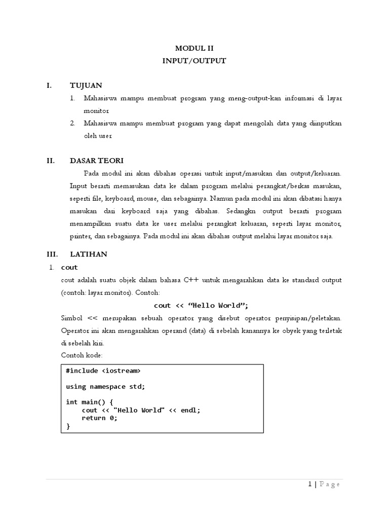 Modul 02-Input Output | PDF