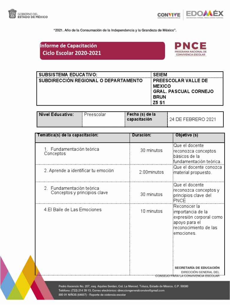 15djn0094n - Formato Informe Pnce 2020-2021 Preescolar | PDF | Educación de la primera infancia ...