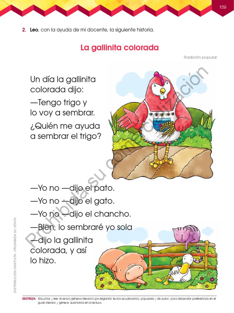 Cuento La Gallina Colorada | PDF | Panes | Trigo