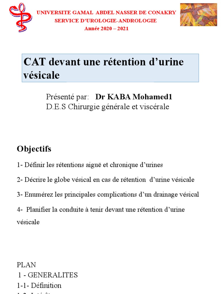 Prise en charge de la rétention urinaire | PDF | Prostate | Vessie