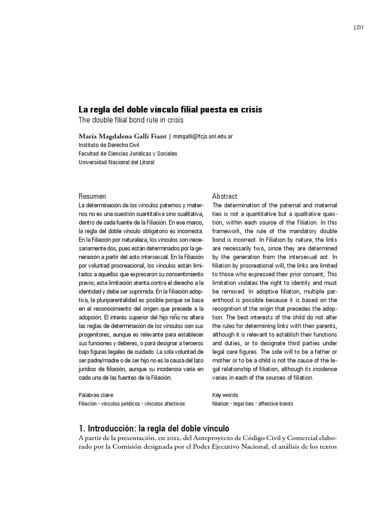 17 La Regla Del Doble Vínculo Filial Puesta en Crisis | PDF | Adopción ...