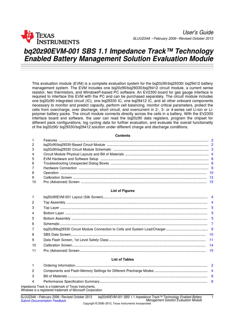 bq20z90EVM-001 SBS 1.1 Impedance Track™ Technology Enabled Battery Management Solution ...