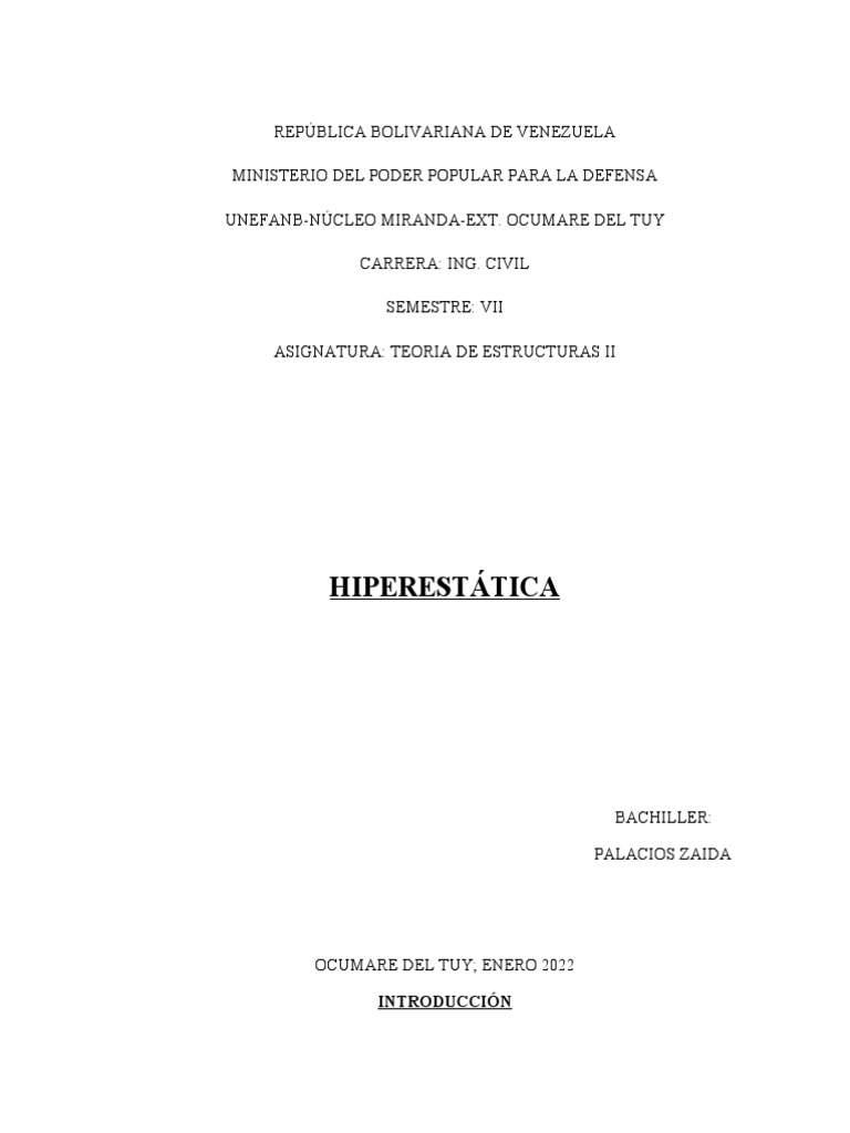 HIPERESTÁTICA | PDF | Viga (Estructura) | Rigidez