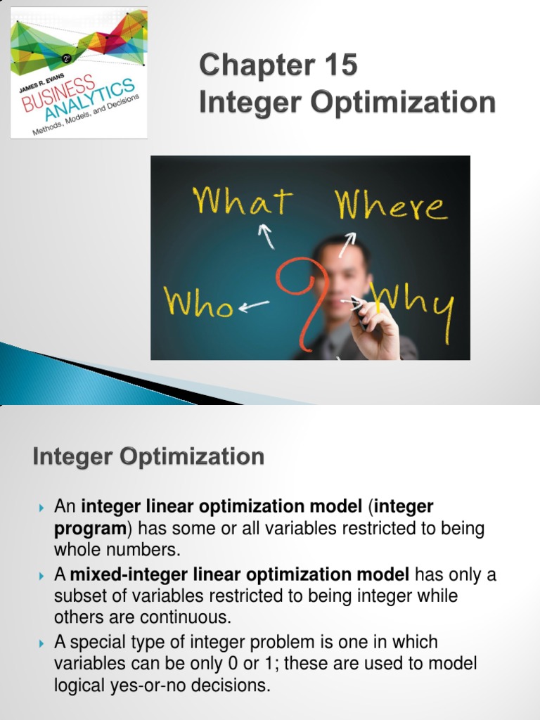 Chapter 15 Integer Optimization Pdf Mathematical Optimization Linear Programming