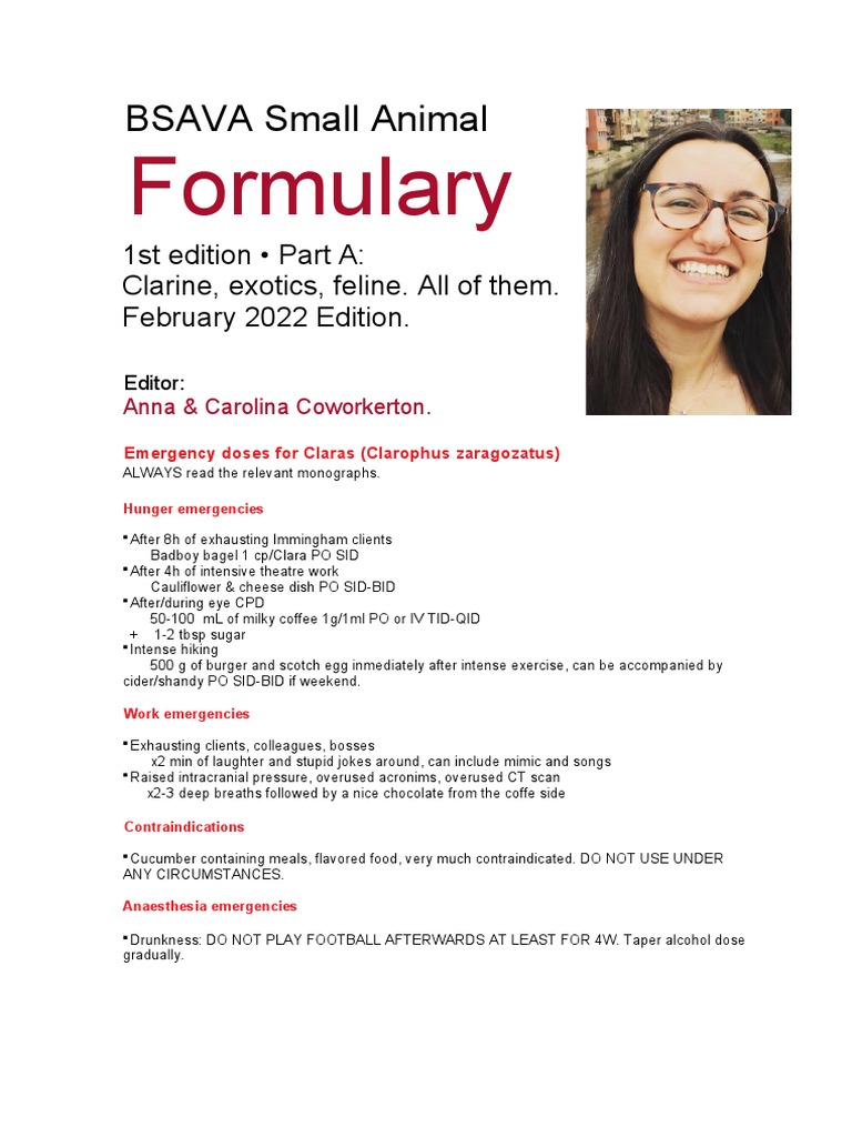 Formulary: BSAVA Small Animal | PDF