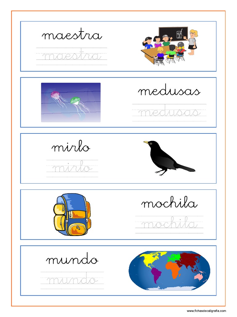 Ficha Caligrafia PDF Imprimir Palabras Empiezan Letra M | PDF