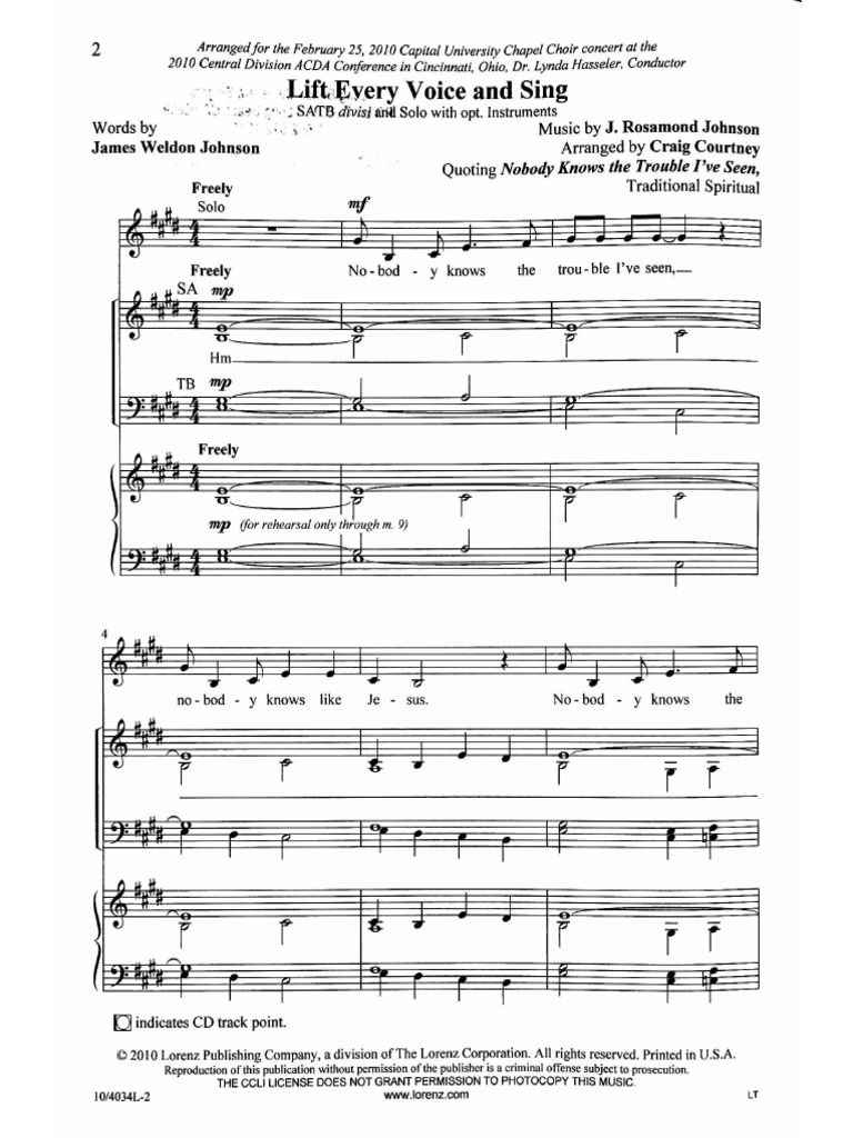 Lift Every Voice and Sing - Arr. Courtney | PDF