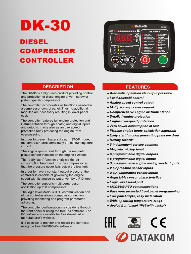 Diesel Compressor Controller: Description Features | PDF | Engines ...