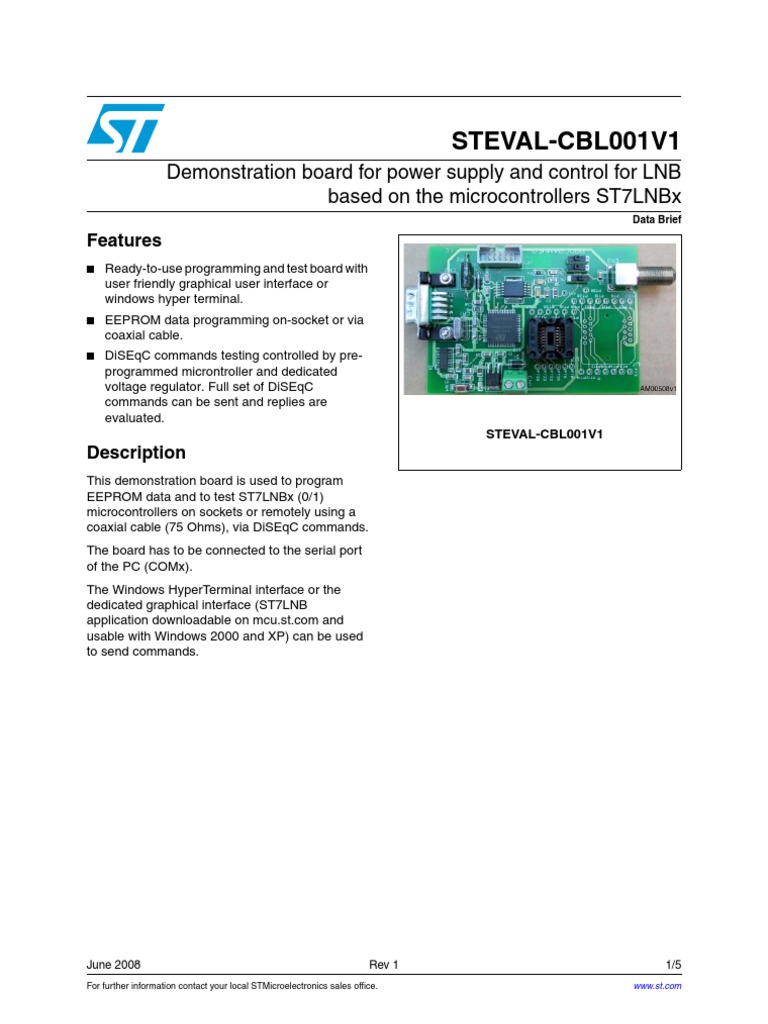 Steval-Cbl001V1: Demonstration Board For Power Supply and Control For LNB Based On The ...