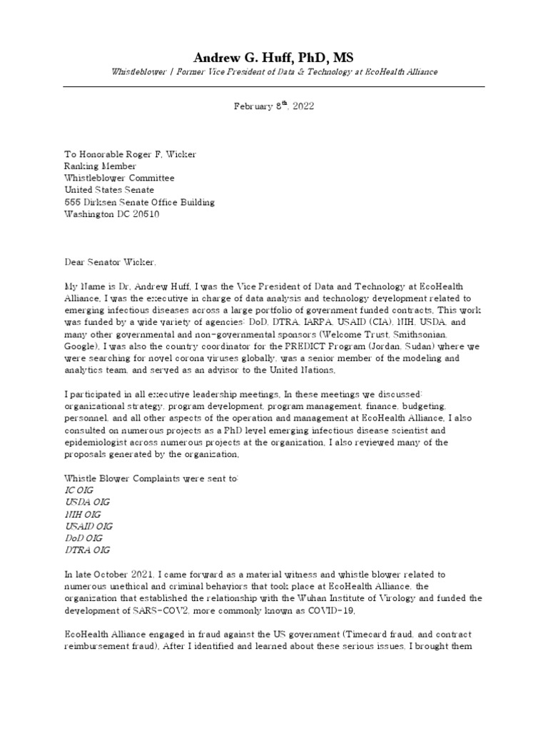 Whistleblower Letter To Senator Wicker | PDF