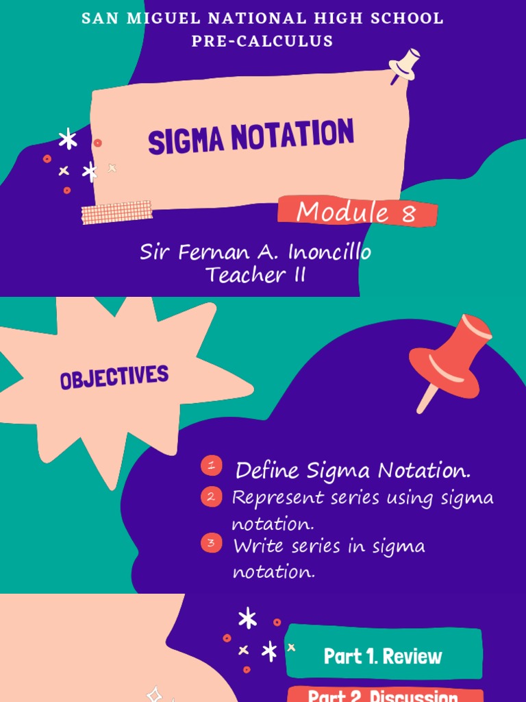 Pre Calculus Module 8 Sigma Notation | PDF | Summation | Mathematical Concepts