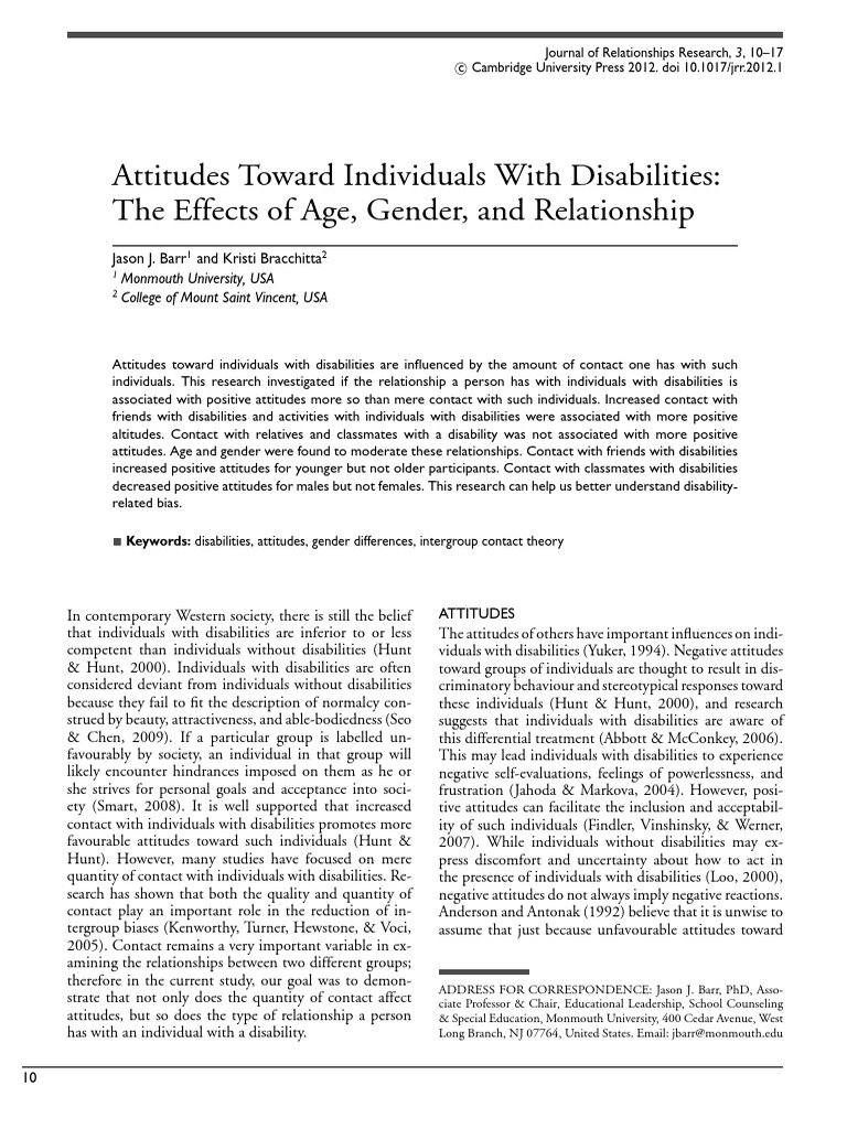 Attitudes Toward Individuals With Disabilities - The Effects of Age ...