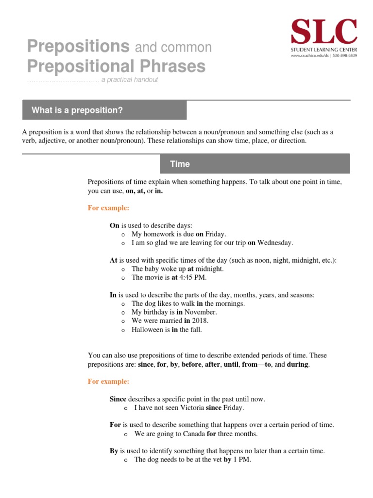 Prepositional Phrases Worksheet | PDF | Preposition And Postposition | Adverb