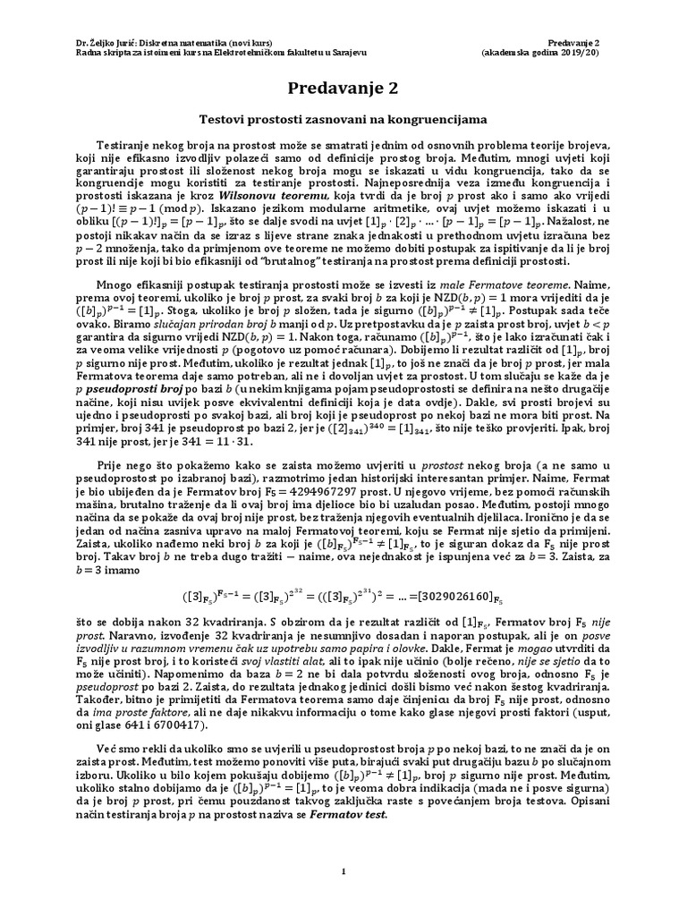 Predavanje 2 Diskretna Matematika | PDF