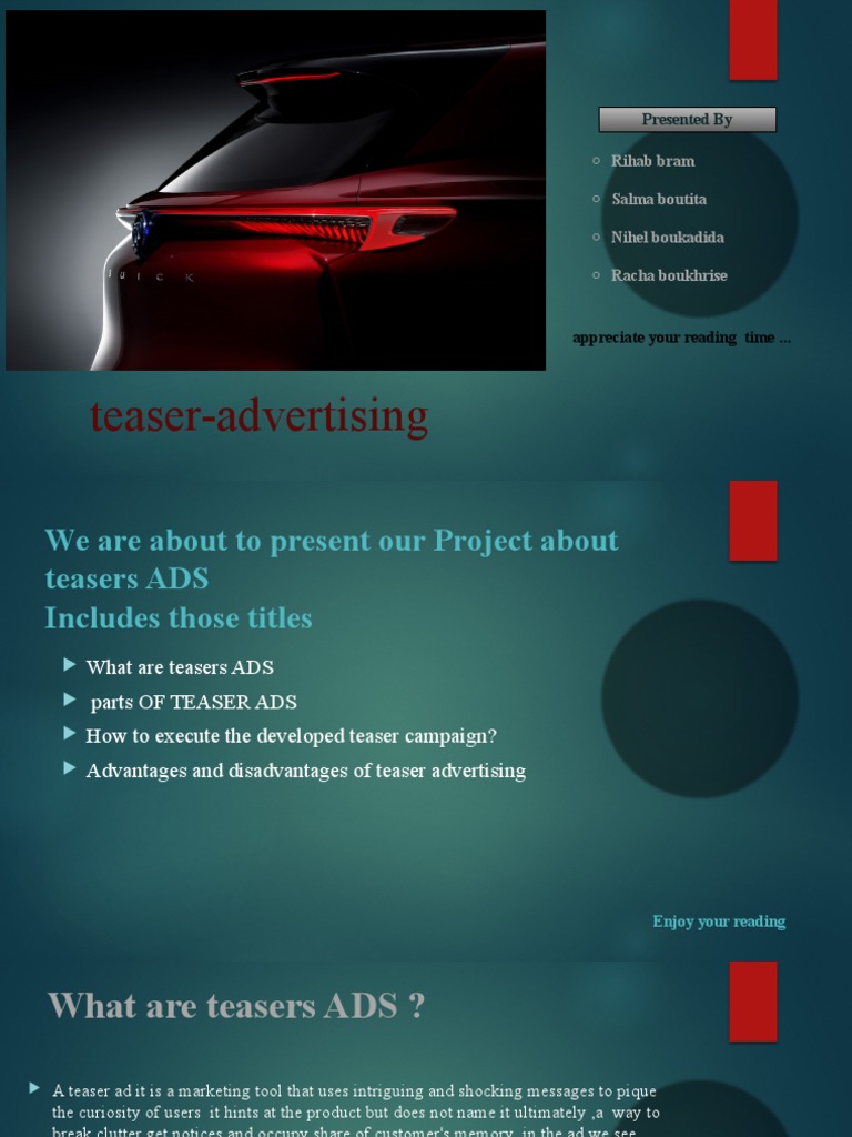 Teaser-Advertising: Presented by | PDF | Advertising | Marketing