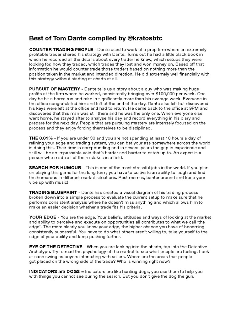 TOM DANTE Compiled by Kratosbtc | PDF | Risk | Cognition