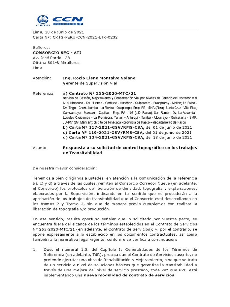 Crtg Peru Ccn 2021 Ltr 0232 Respuesta A Su Solicitud De Control