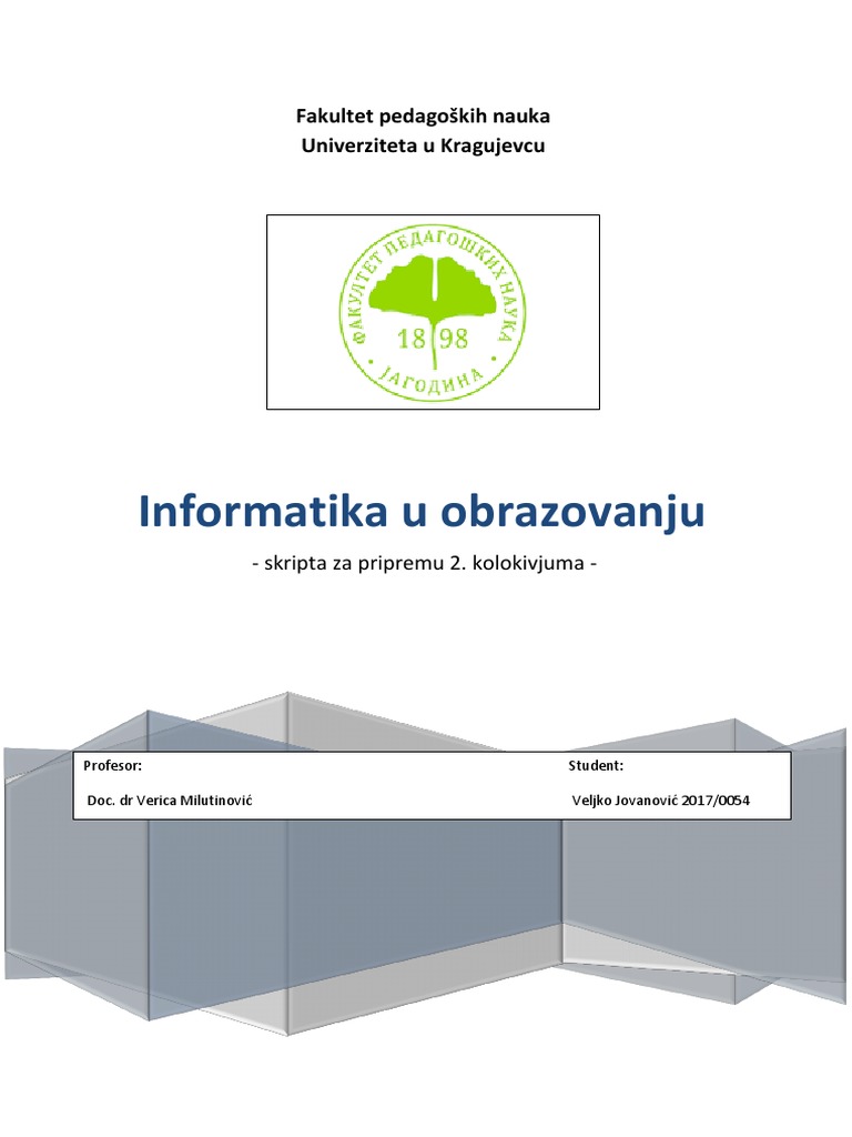 Informatika U Obrazovanju Drugi Deo | PDF