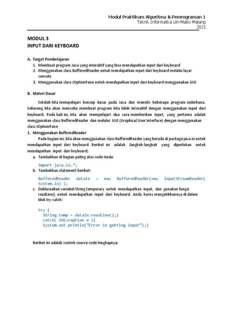 MODUL 3 - Input Output | PDF