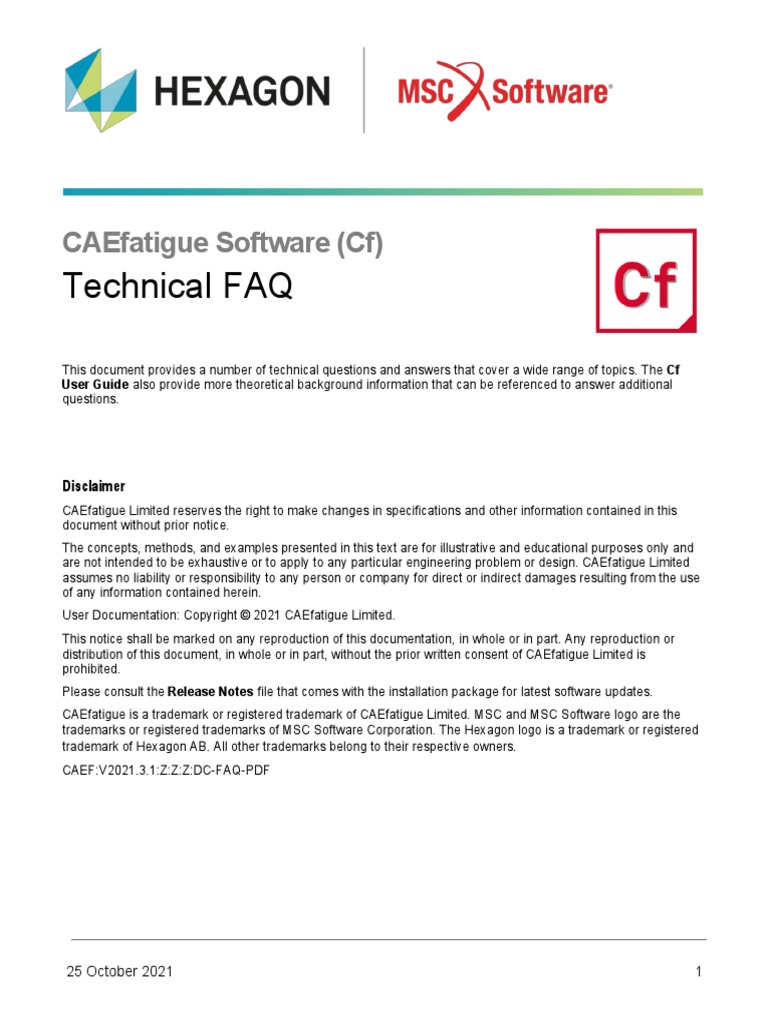 CAEfatigue 2021.4 Technical FAQ | PDF | Fatigue (Material) | Spectral ...