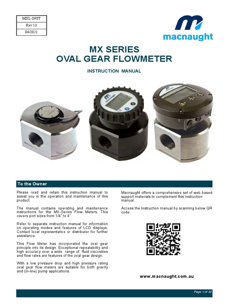 MX Series Oval Gear Flowmeter: Instruction Manual | PDF | Electrical ...