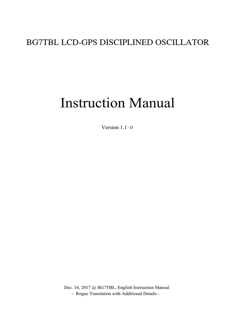 BG7TBL LCD-GPSDO English User Manual V1.1-D | PDF | Global Positioning System | Electronics
