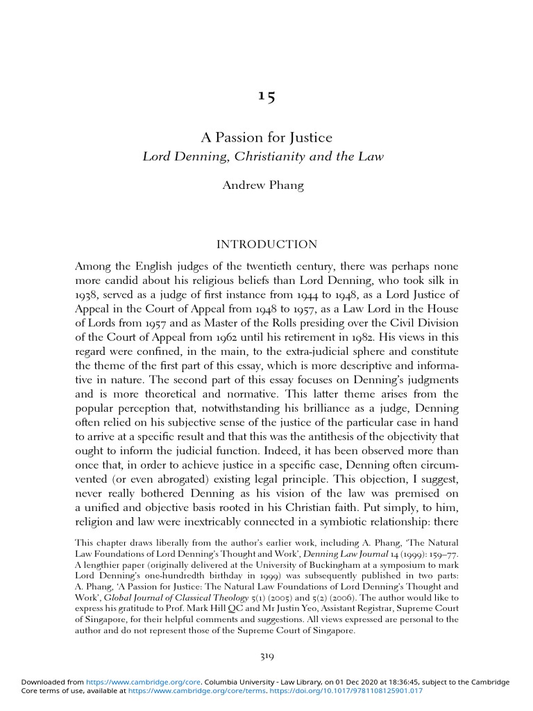 A Passion For Justice: Lord Denning, Christianity and The Law | PDF ...