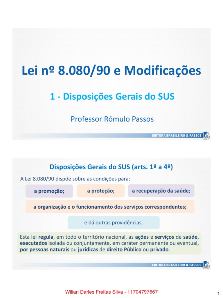5 Lei Nº 8.080-1990 | PDF | Epidemiologia | Farmacêutico