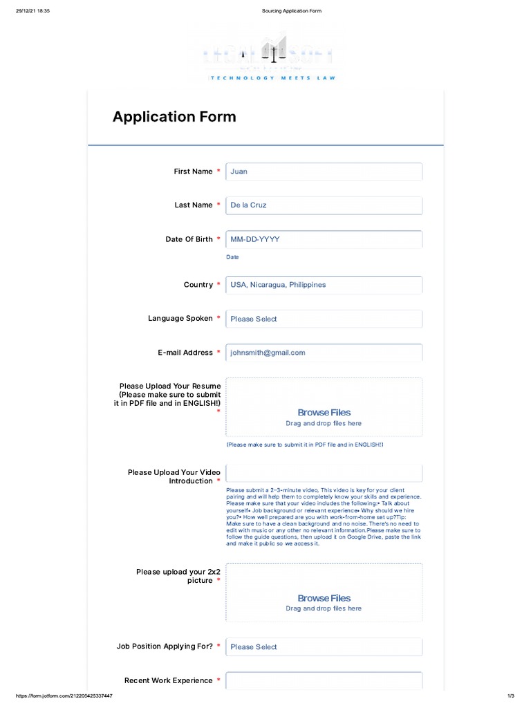 Sourcing Application Form | PDF