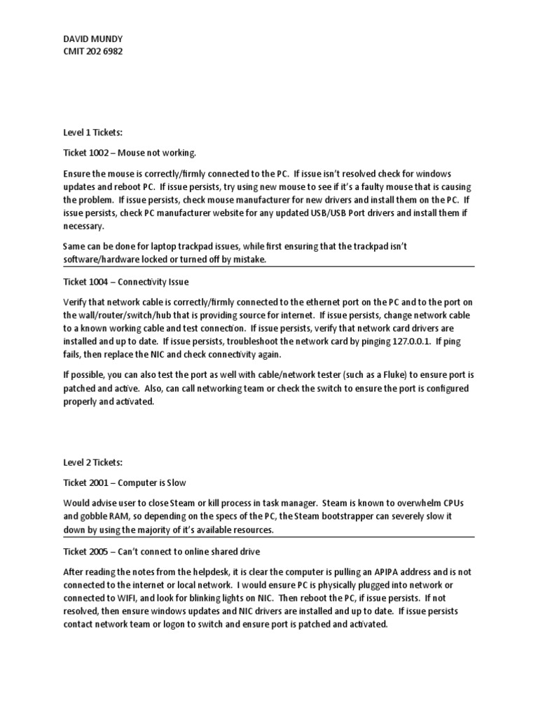 Support Queue Case Study - DAVID MUNDY | PDF | Network Interface ...