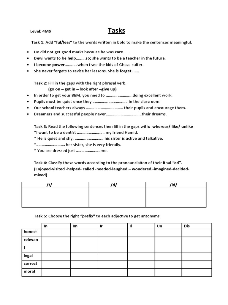 4MS Seq 2 Tasks | PDF