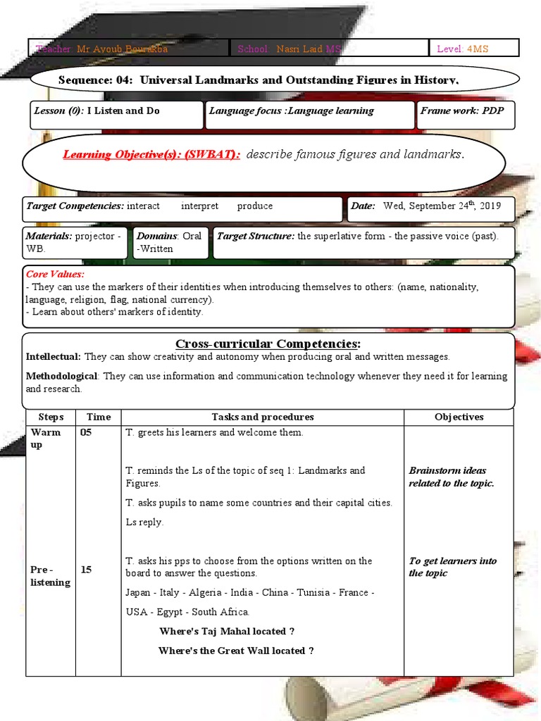 4ms Lesson Plan I Listen 1 Seq 4 | PDF | Cognition | Learning