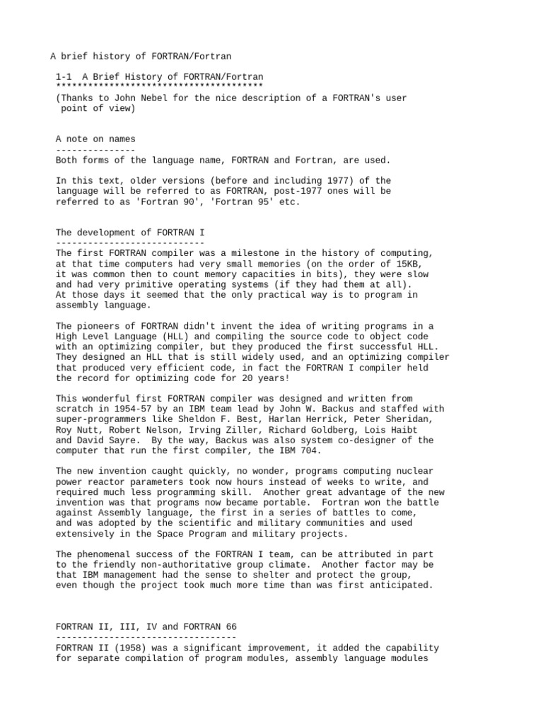 A Brief History of FORTRAN:Fortran | PDF | Compiler | Control Flow
