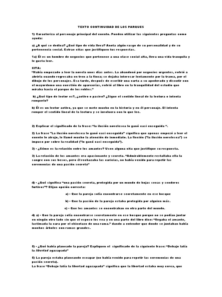 Análisis de "Continuidad de los Parques" | PDF | Cuentos | Novelas