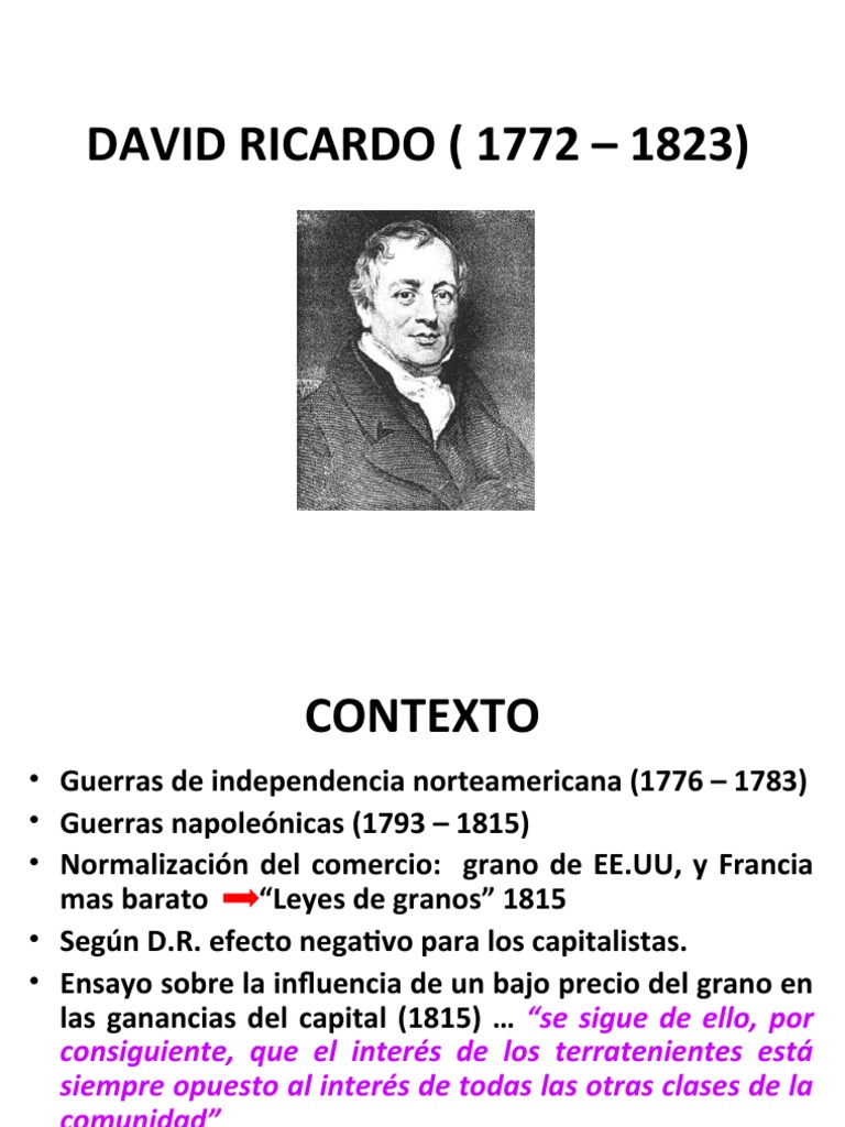 David Ricardo (1772 - 1823) | PDF | Capital (economía) | Capitalismo