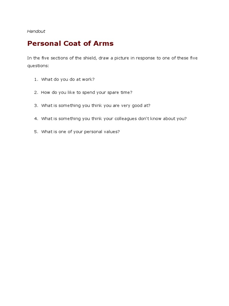 Personal Coat of Arms - Handout | PDF