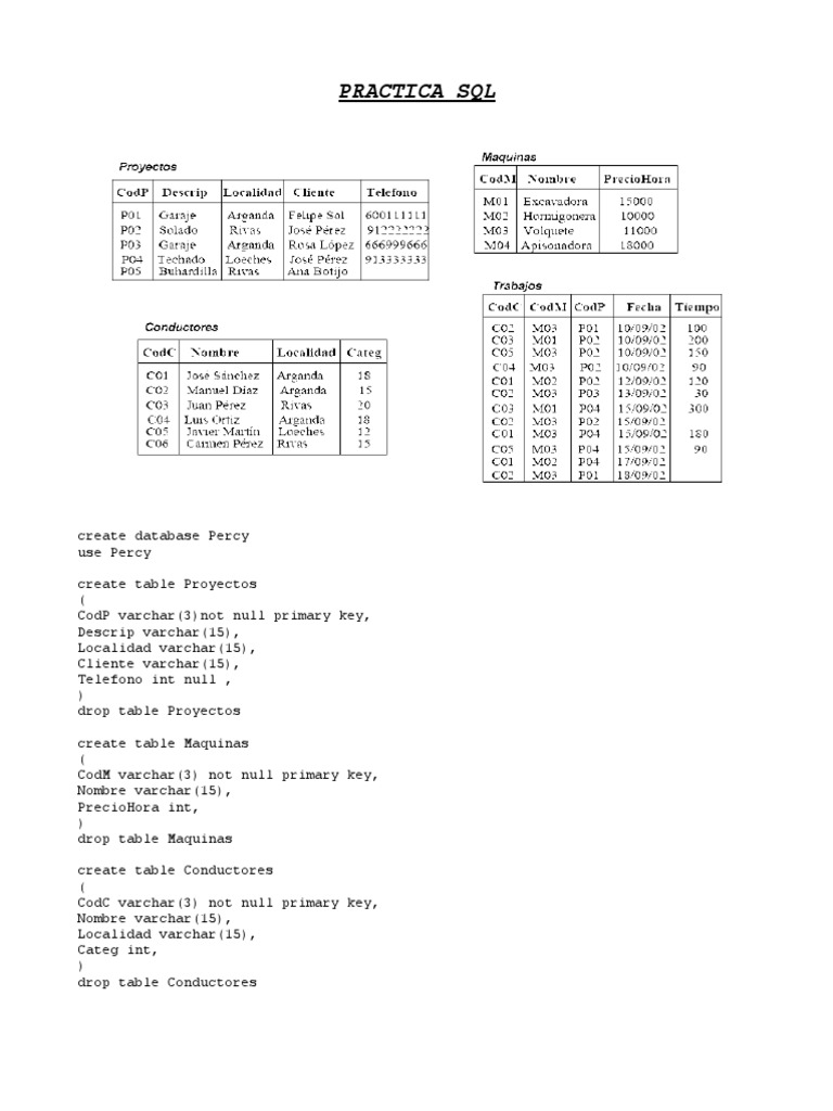 Practica SQL | PDF | Datos de computadora | Gestión de la información