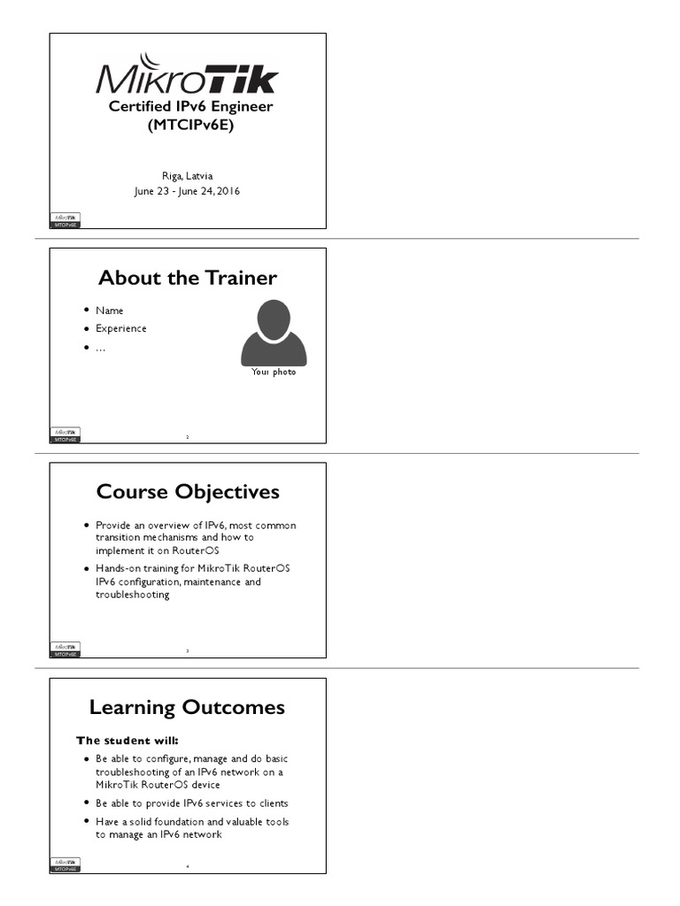 Mikrotik Certified Ipv6 Engineer Course Materials (With Notes) | PDF ...