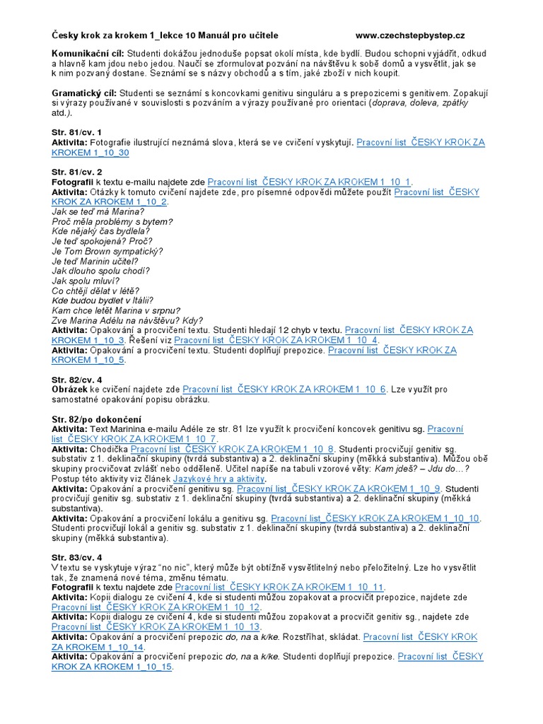 Ucitele Cesky Krok Za Krokem 1 10 | PDF