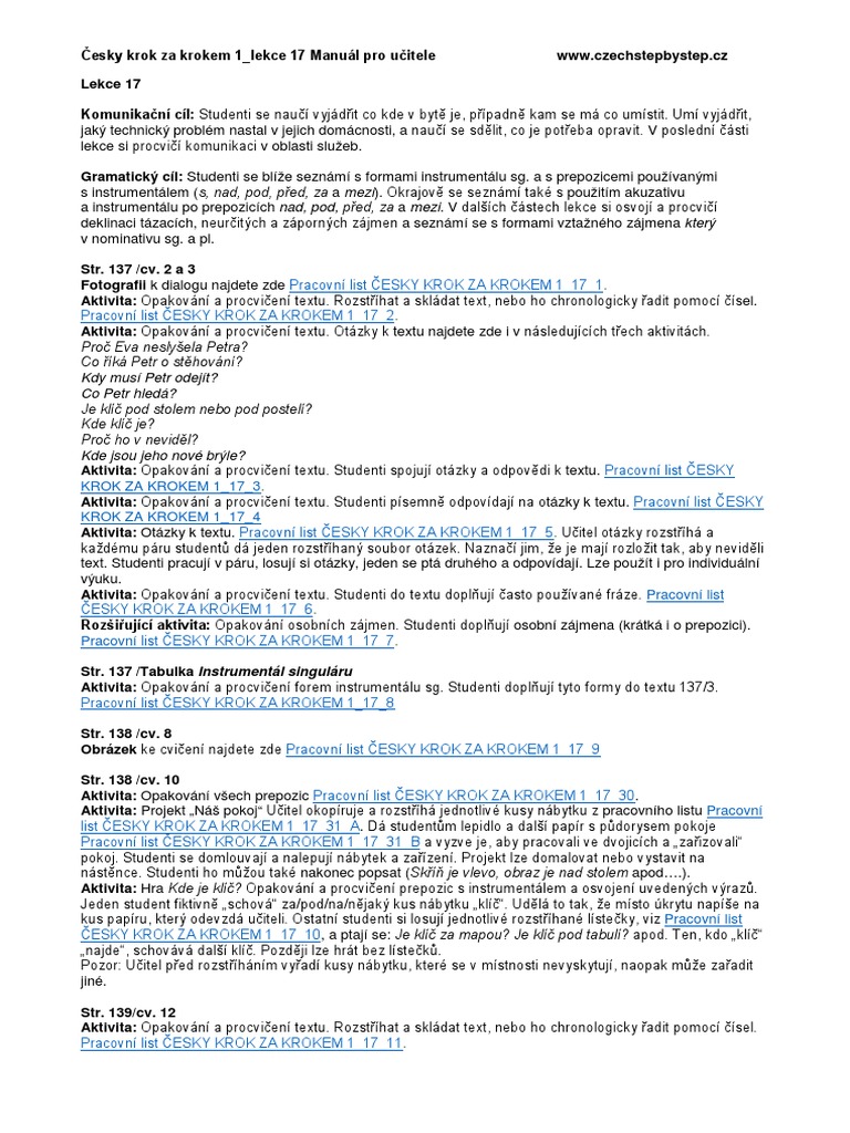 Ucitele Cesky Krok Za Krokem 1 17 | PDF