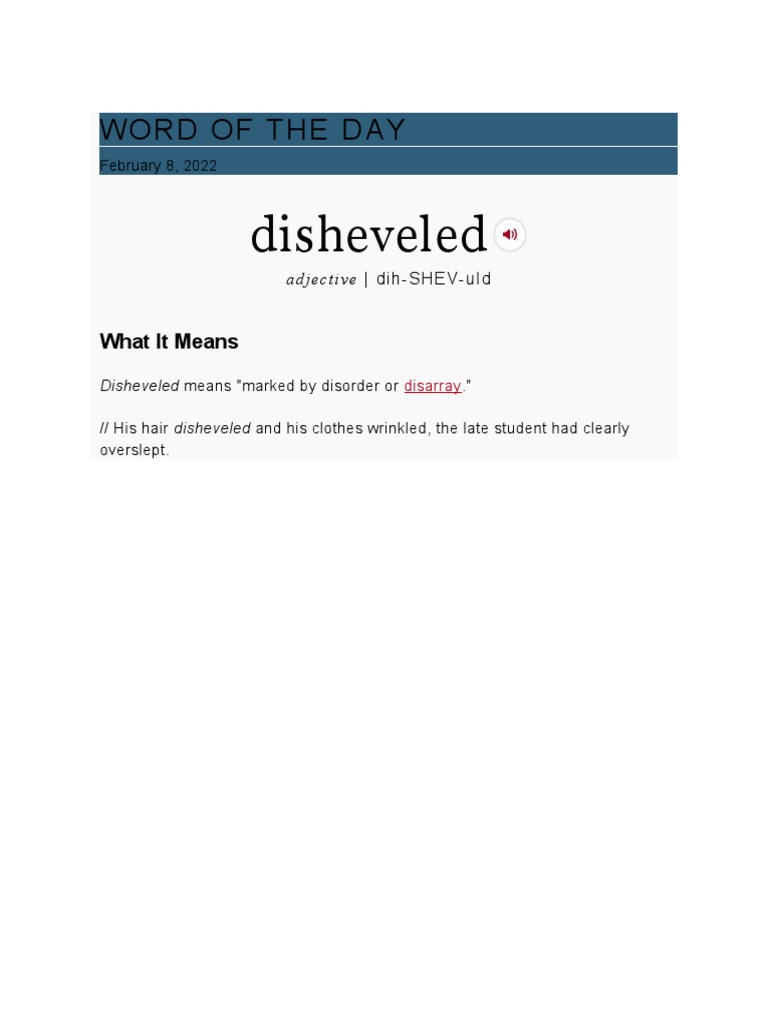 Disheveled: Definition and Usage | PDF