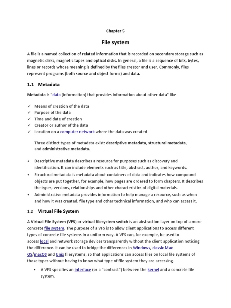File System: 1.1 Metadata | PDF | Computer File | File System