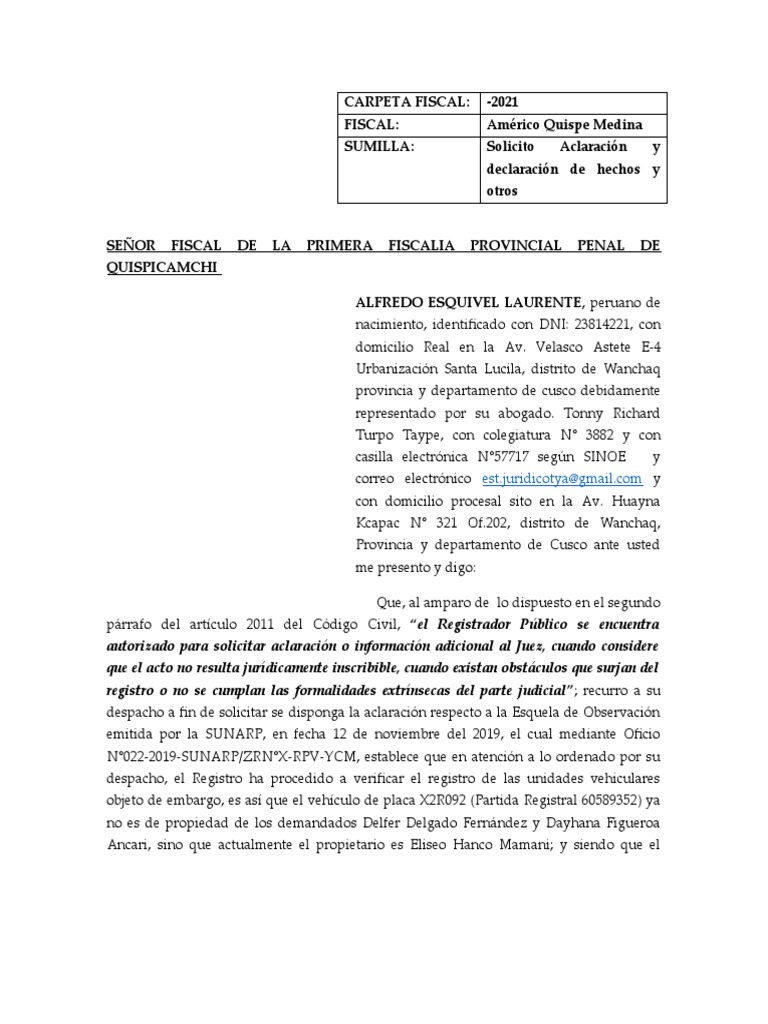 Escrito de Aclaración | PDF | Gobierno | Ley Pública