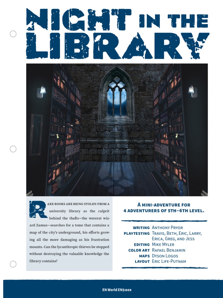 A Mini-Adventure For 4 Adventurers of 5th-6th Level | PDF | Libraries