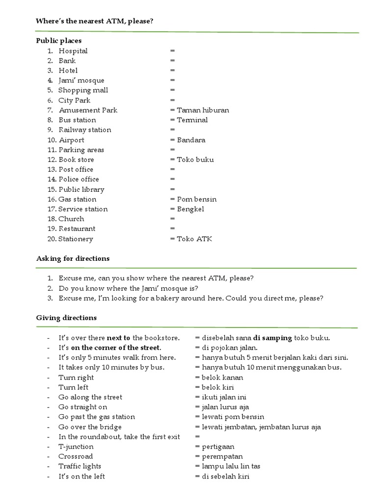 Asking and Giving Directions | PDF | Infrastructure | Transportation ...