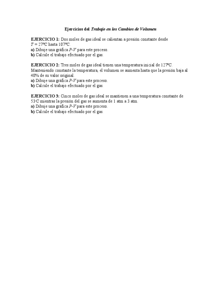 Trabajo en Los Cambios de Volumen | PDF