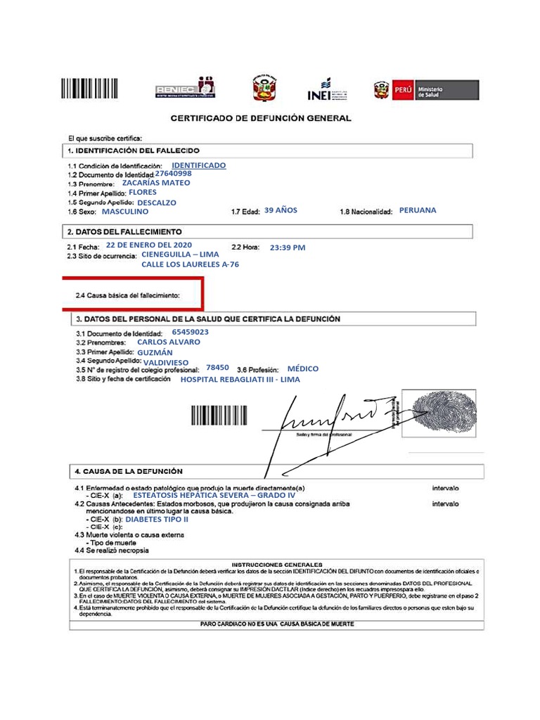Certificado de Defunción en Perú | PDF | Estilo de vida